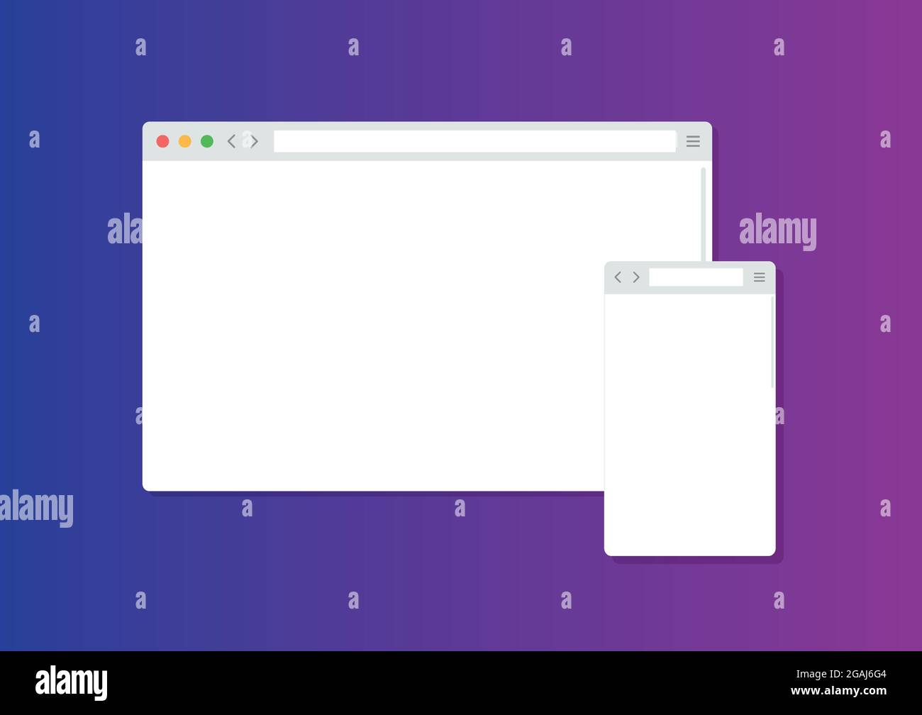 Blank browser windows for presentation desktop and mobile version web ...