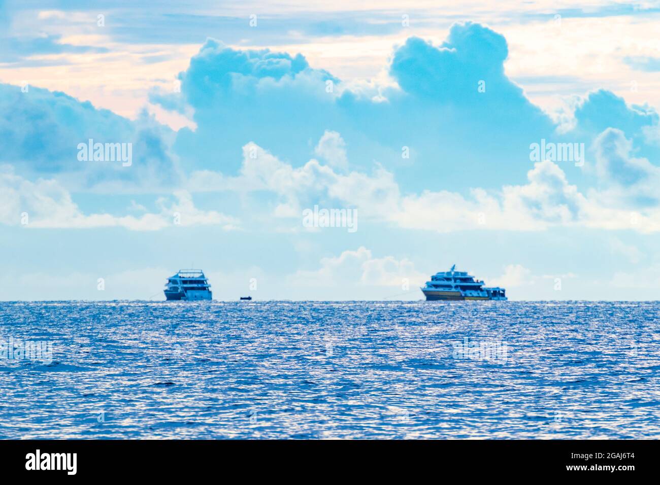 Tour boat speeding at Laccadive Sea.The Laccadive Sea or Lakshadweep ...