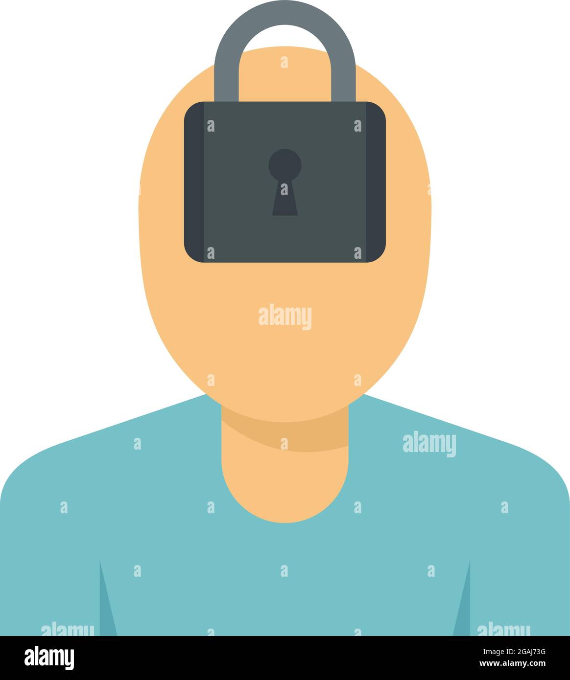 Mental person lock icon. Flat illustration of mental person lock vector ...