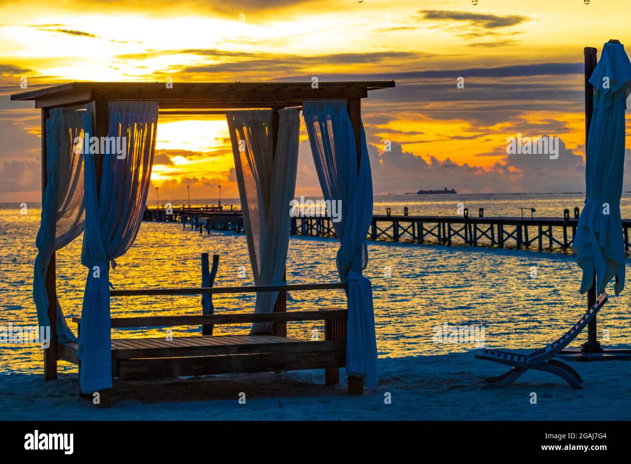 Canopy sunbed at Bodufinolhu island, Fun Island Resort & Spa is on the ...