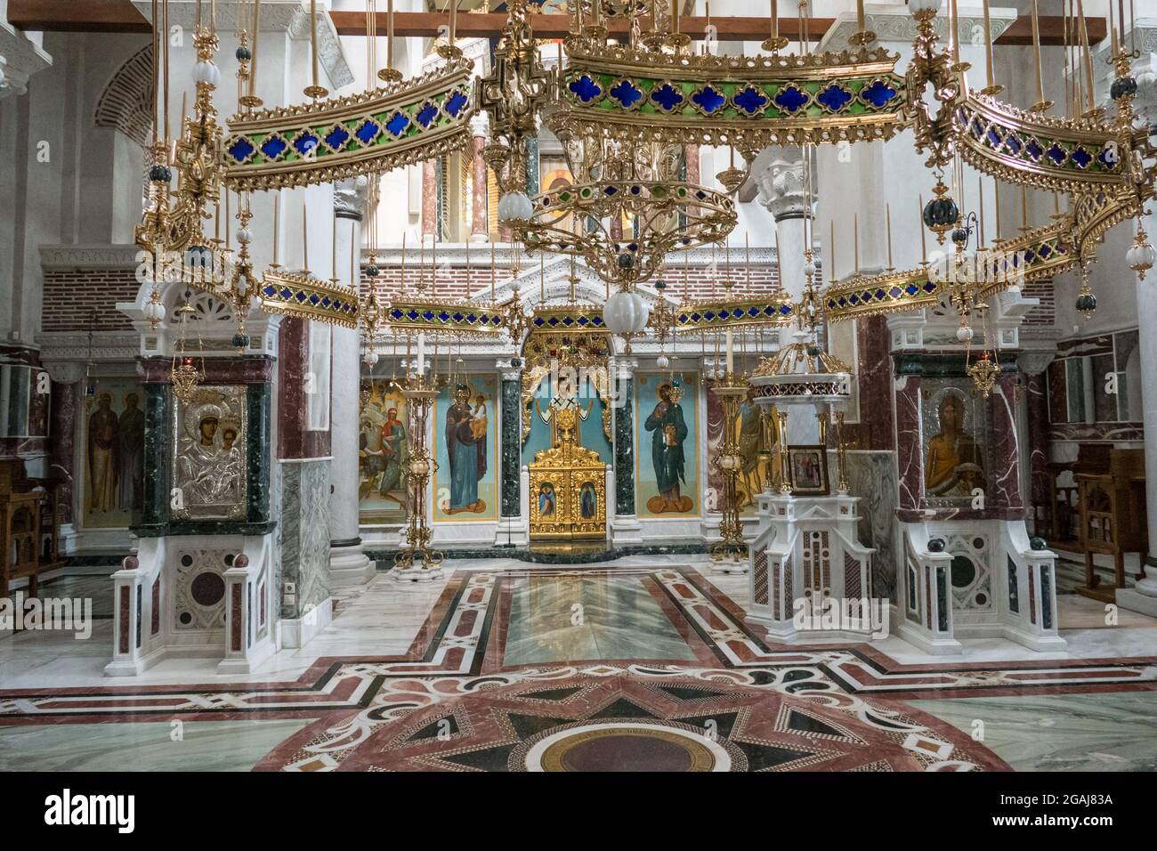 Lake Kerkini, Greece, July 12, 2021: The Timios Prodromos Monastery ...