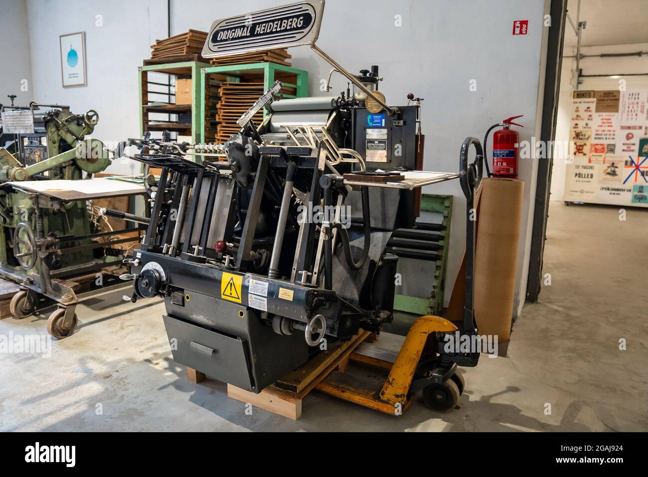 Old typography printing machine with letter samples Stock Photo - Alamy