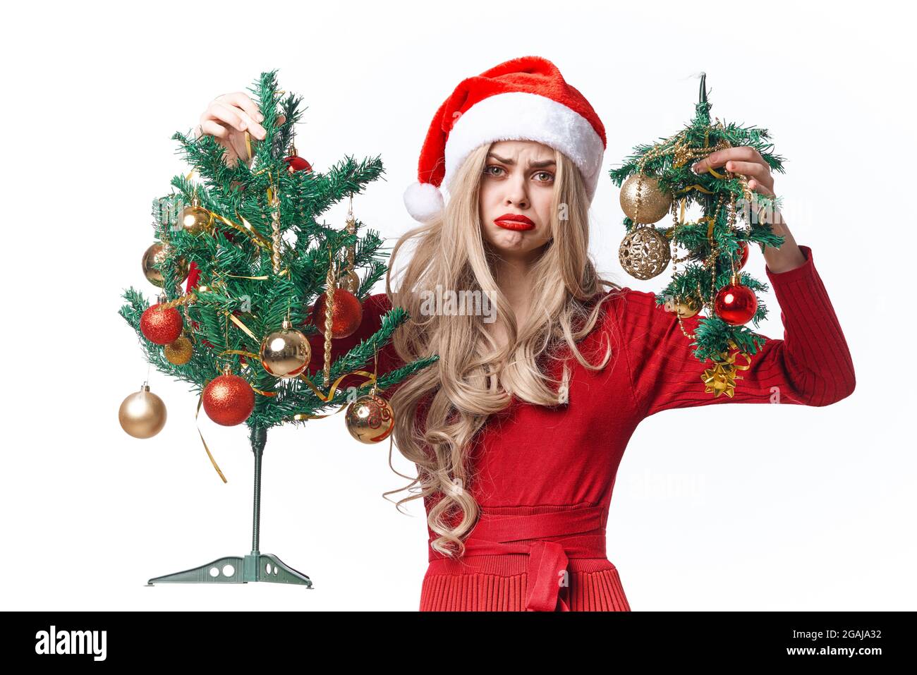 woman wearing santa costume decoration holiday christmas fun Stock ...