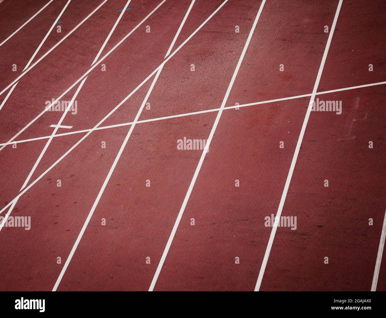 Aerial view of sports stadium with red running tracks Stock Photo - Alamy