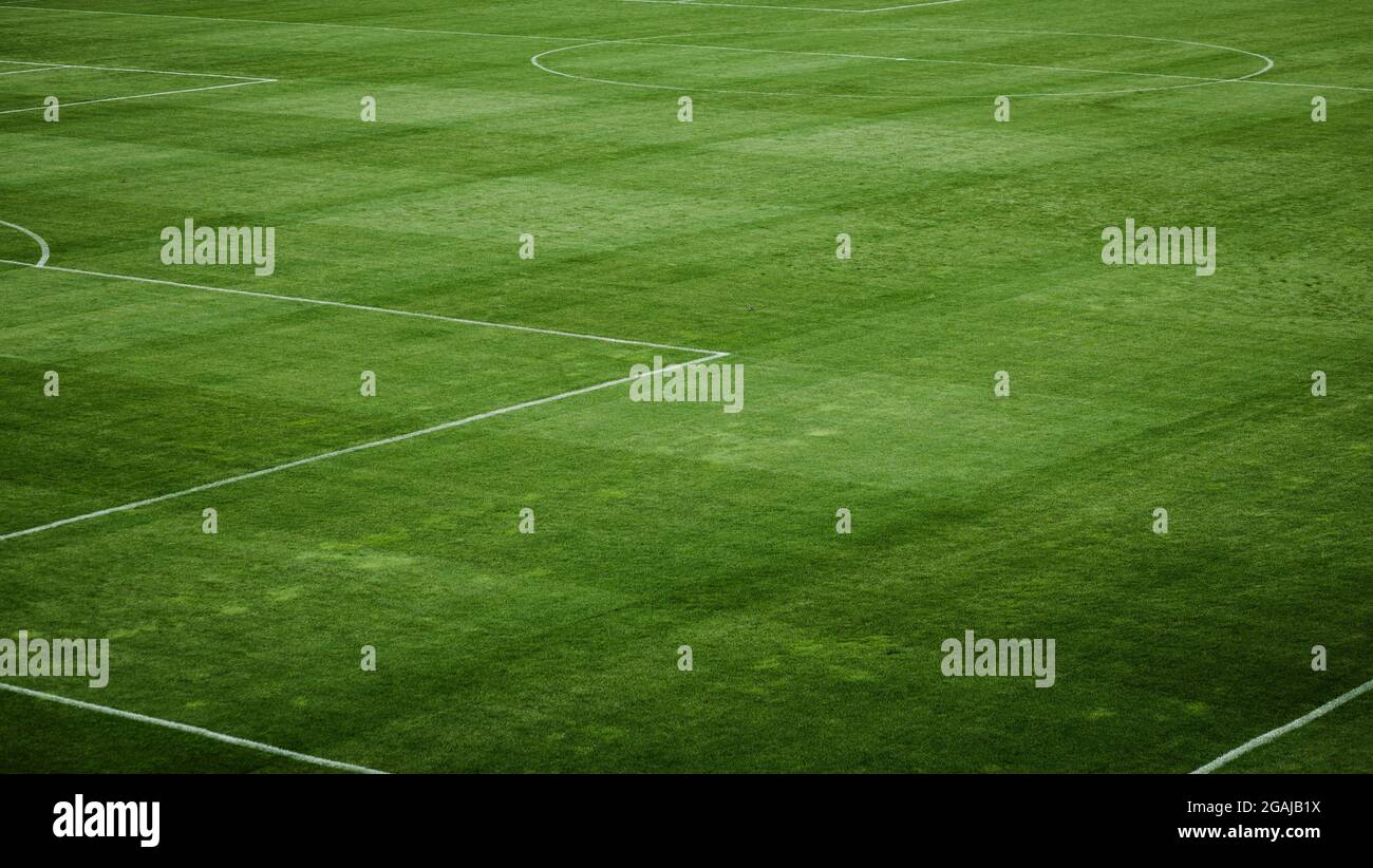 Top view of the empty football field Stock Photo - Alamy
