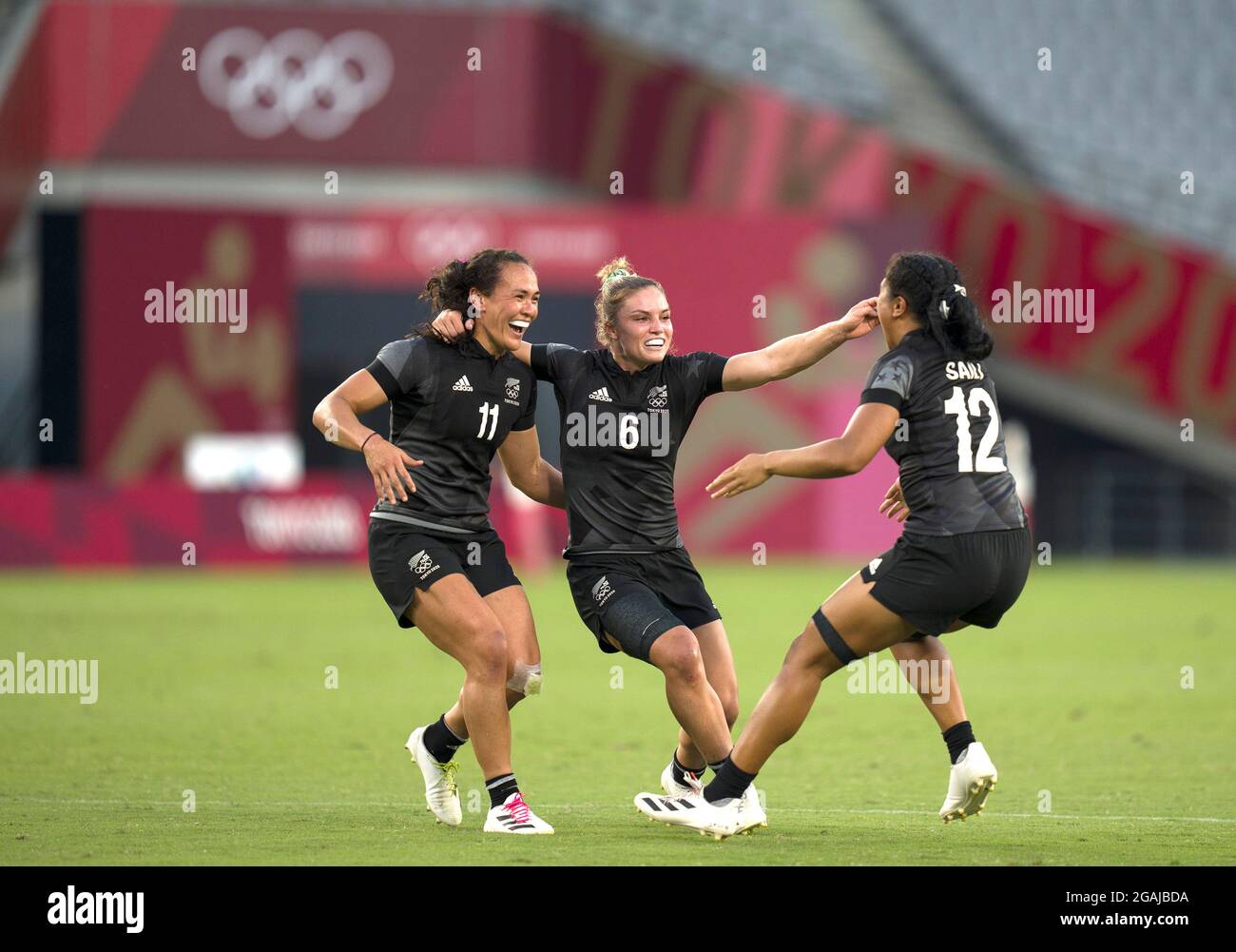 Tokyo, Japan. 31st July, 2021. Kelly Brazier (L), Michaela Blyde (C) and Alena of New Zealand ...