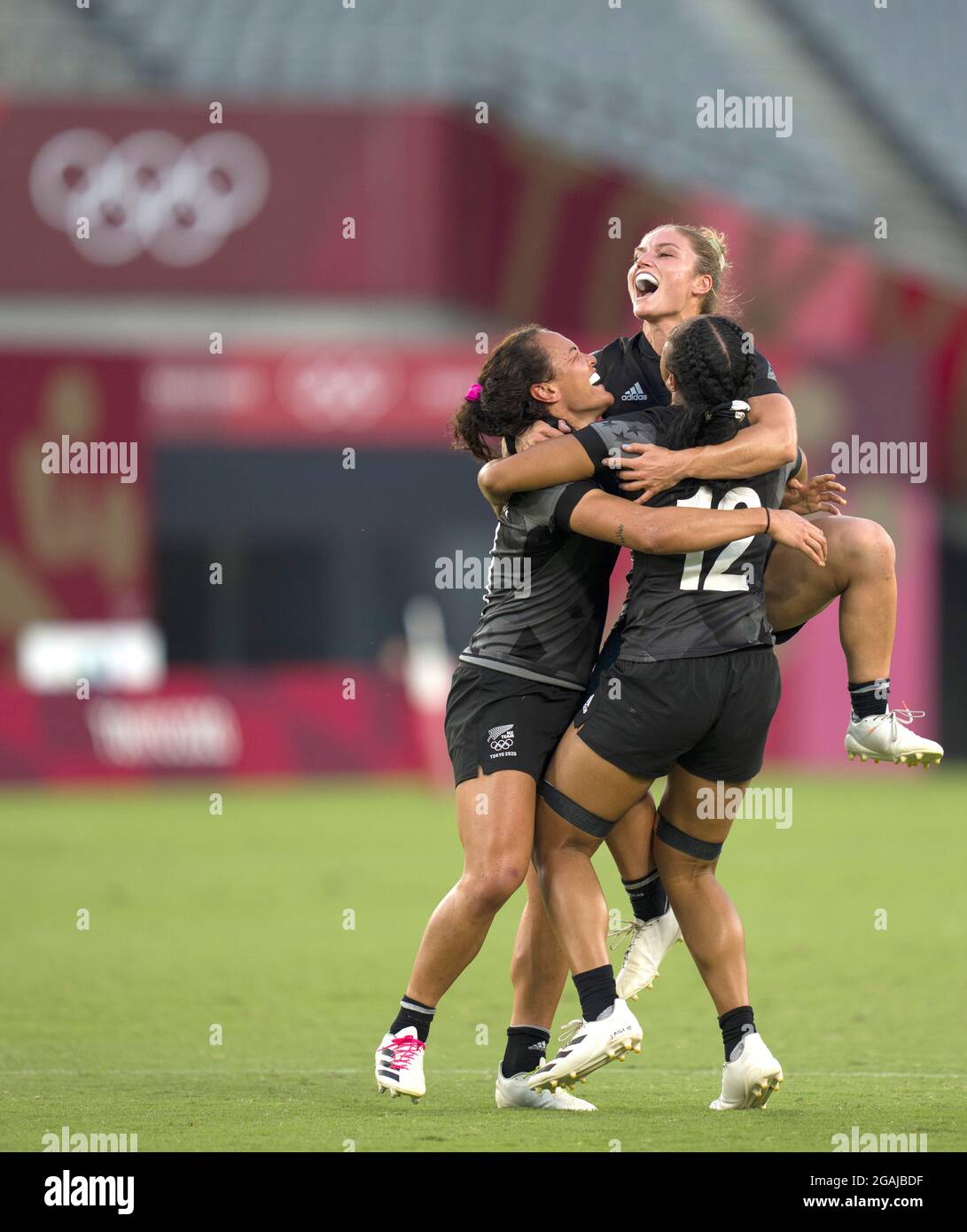 Tokyo, Japan. 31st July, 2021. Kelly Brazier (L), Michaela Blyde (Top) and Alena of New Zealand ...