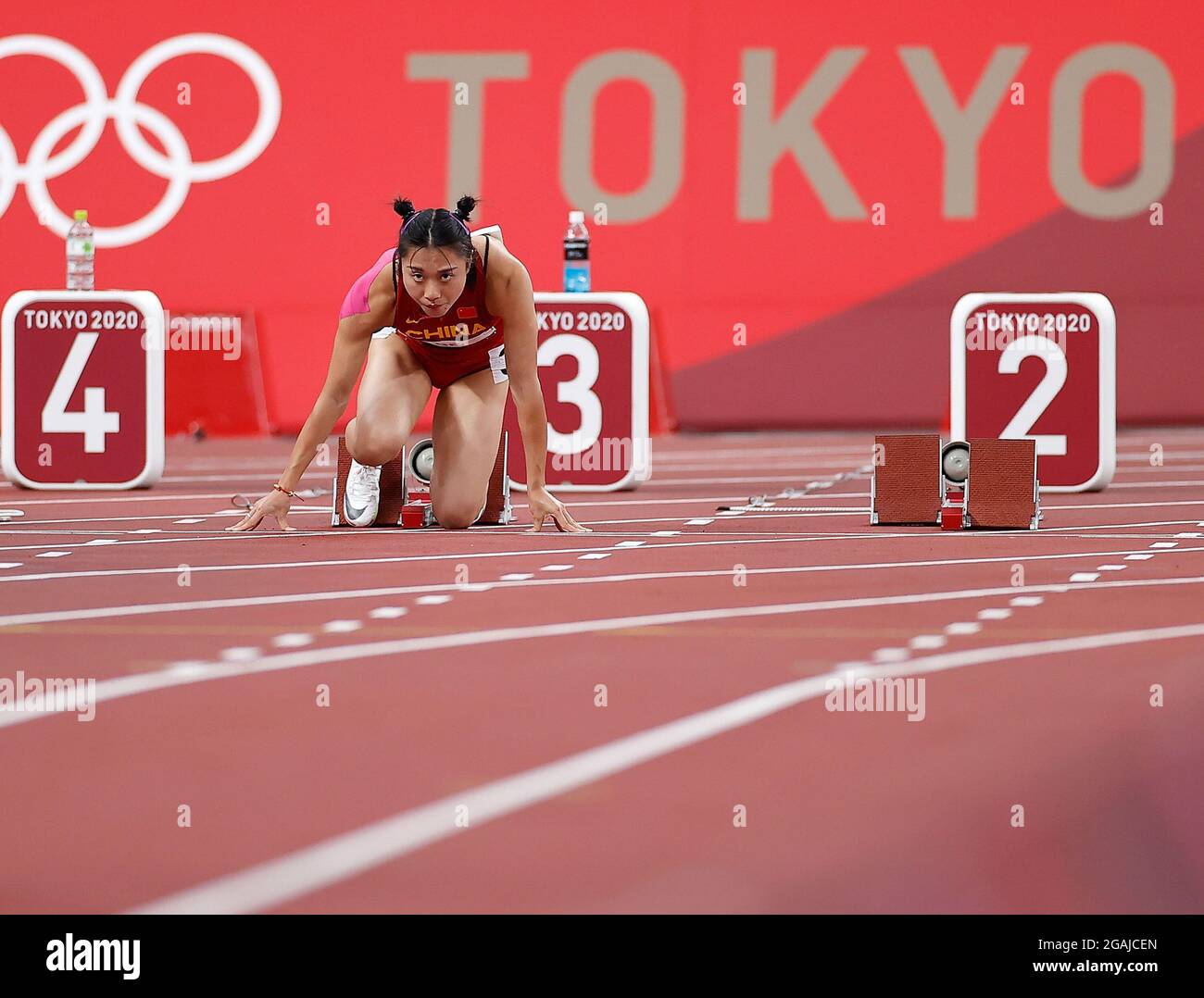Tokyo, Japan. 31st July, 2021. Ge Manqi of China reacts during the ...