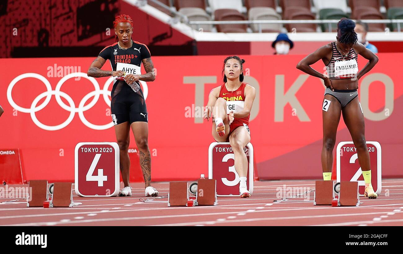 Tokyo, Japan. 31st July, 2021. Ge Manqi (C) of China reacts during the ...