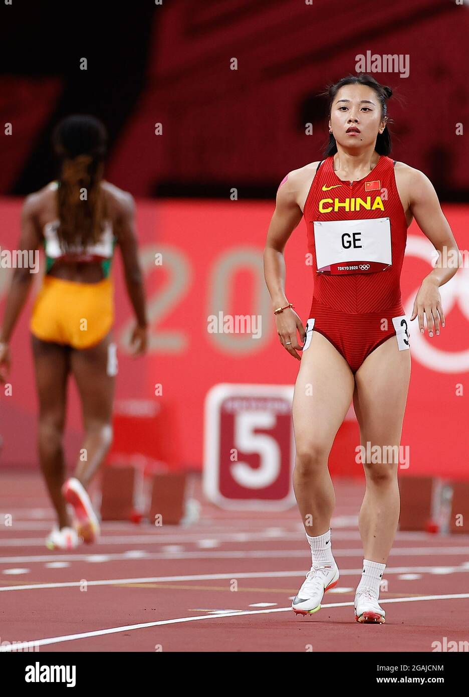 Tokyo, Japan. 31st July, 2021. Ge Manqi (R) of China reacts during the ...