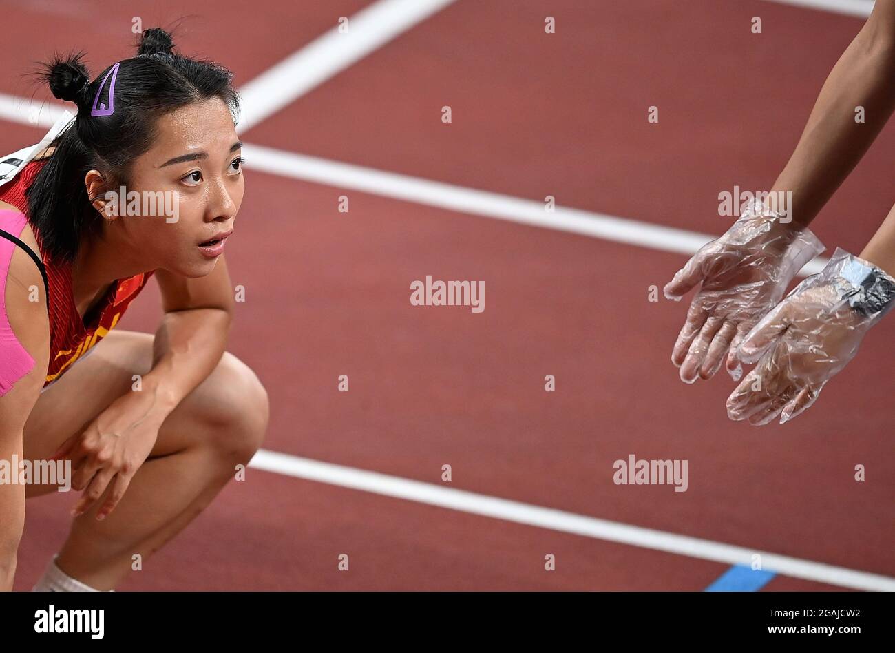 Tokyo, Japan. 31st July, 2021. Ge Manqi of China reacts during the ...