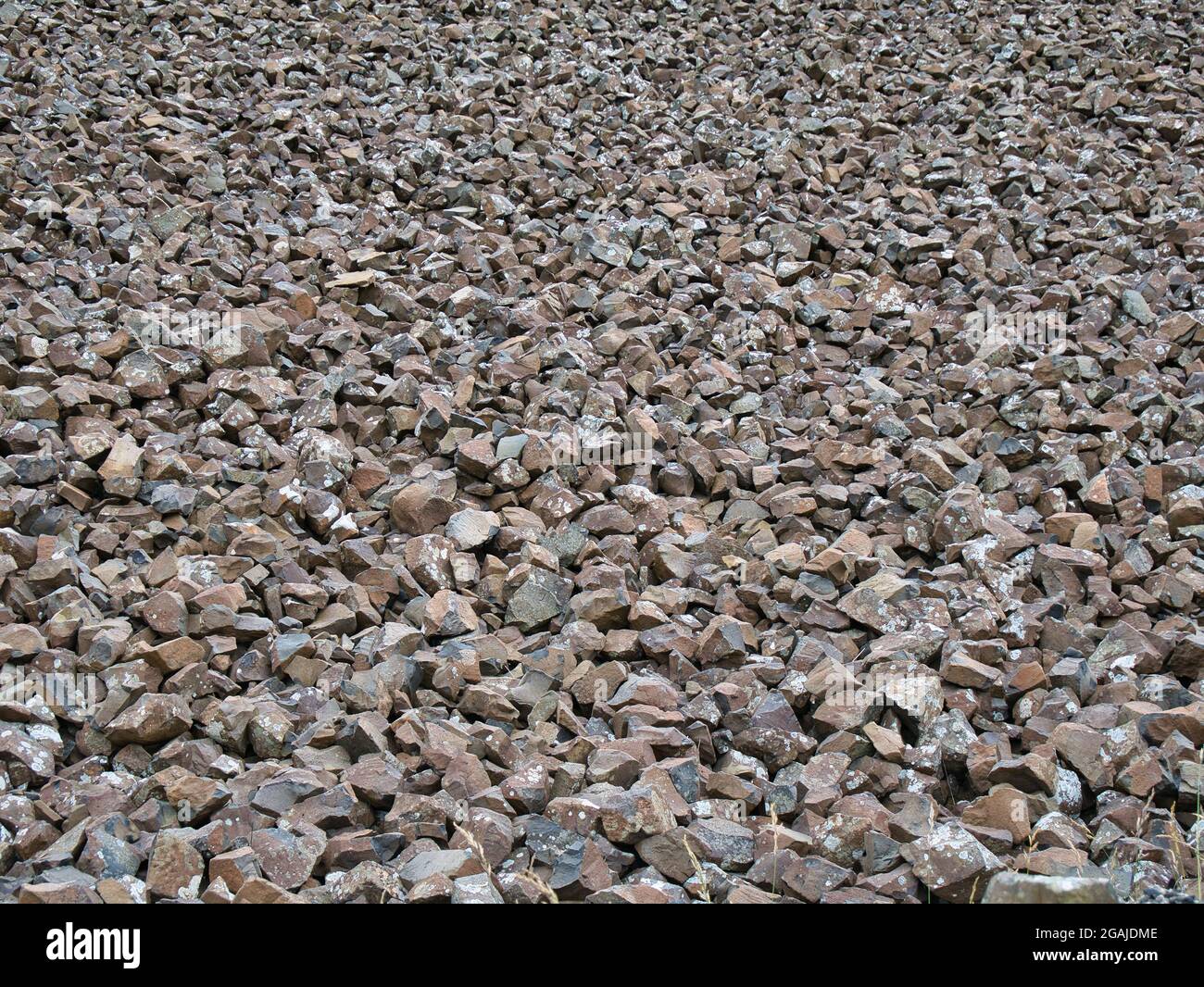 Naturally eroded basalt stone scree fragments at Giant's Causeway on ...