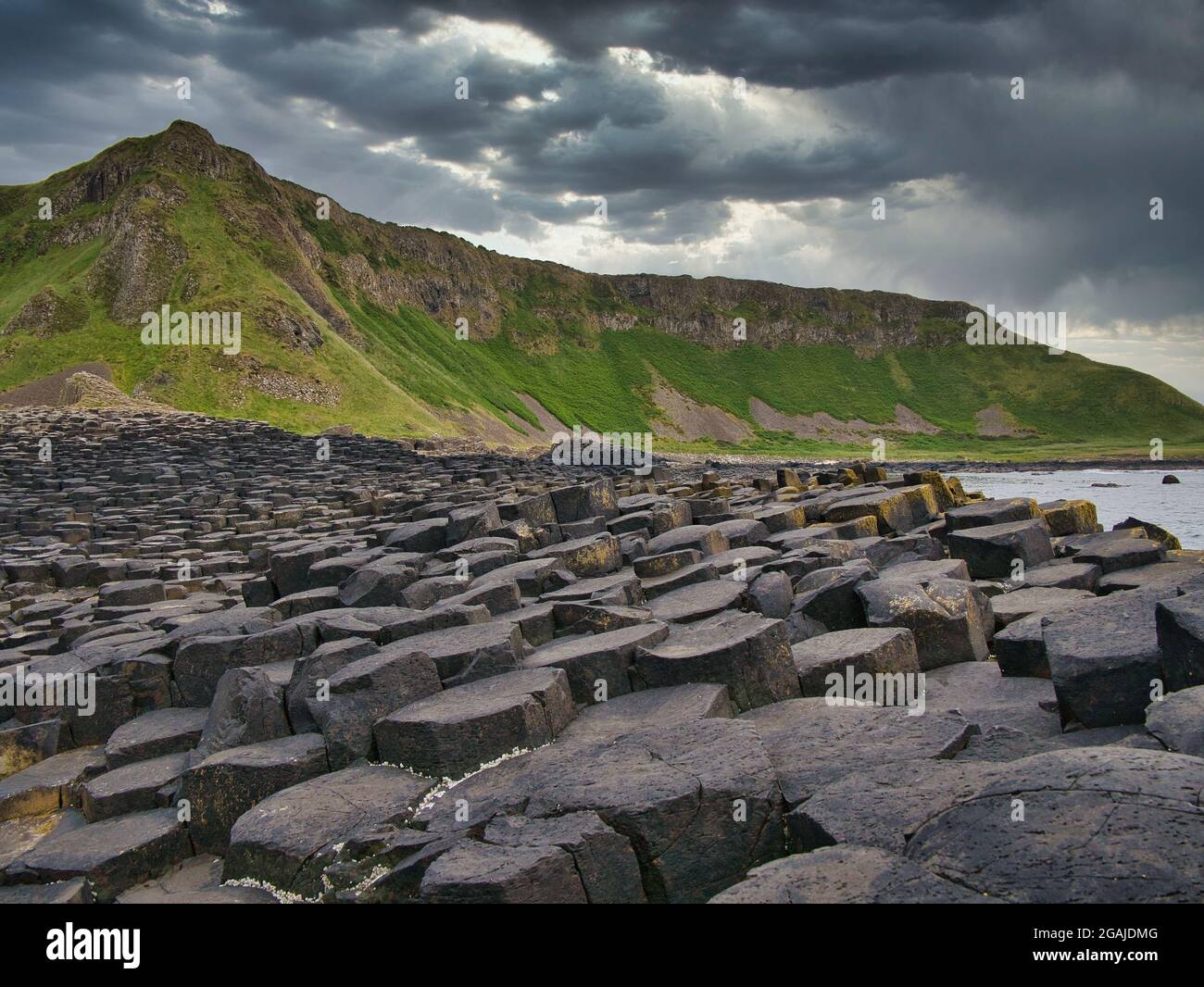 Basalt columns at Giants Causeway on the Antrim Coast, Northern Ireland ...