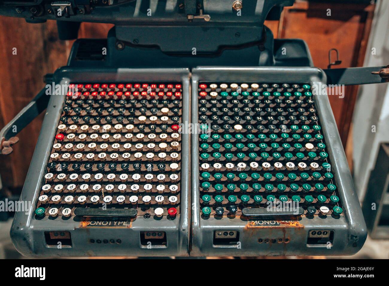 Keys of an old typewriter. Old mechanism. Secret message Stock Photo ...