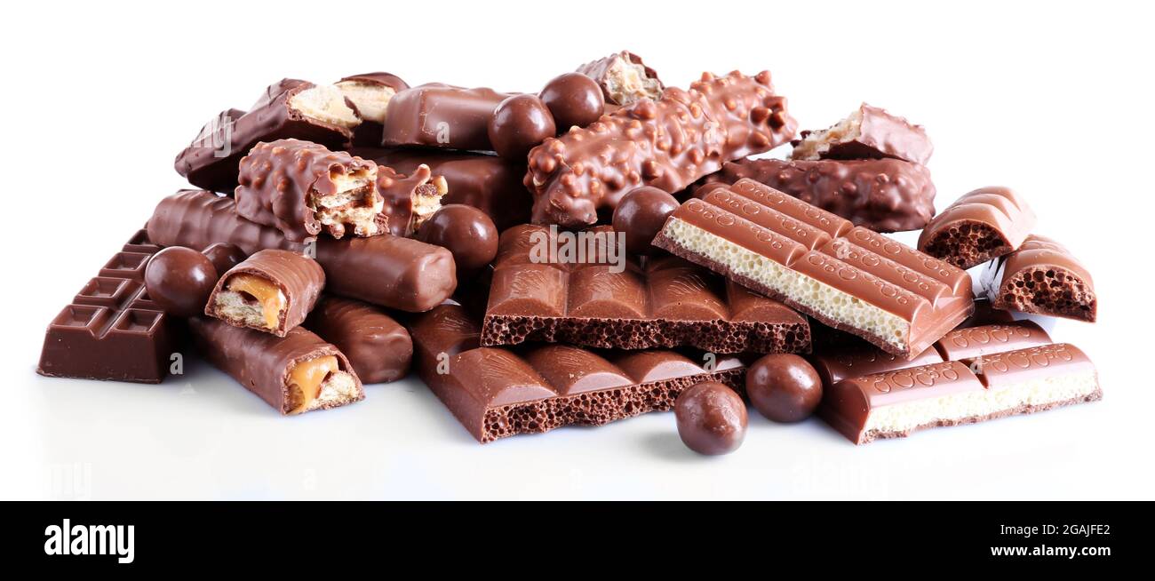 mix of chocolate, isolated on white Stock Photo - Alamy