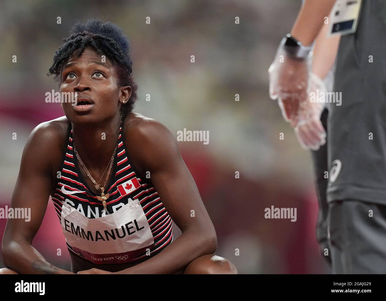 Tokyo, Japan. 31st July, 2021. Crystal Emmanuel of Canada reacts during ...
