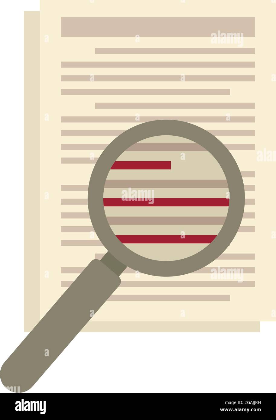 Magnifier text edit icon. Flat illustration of magnifier text edit ...