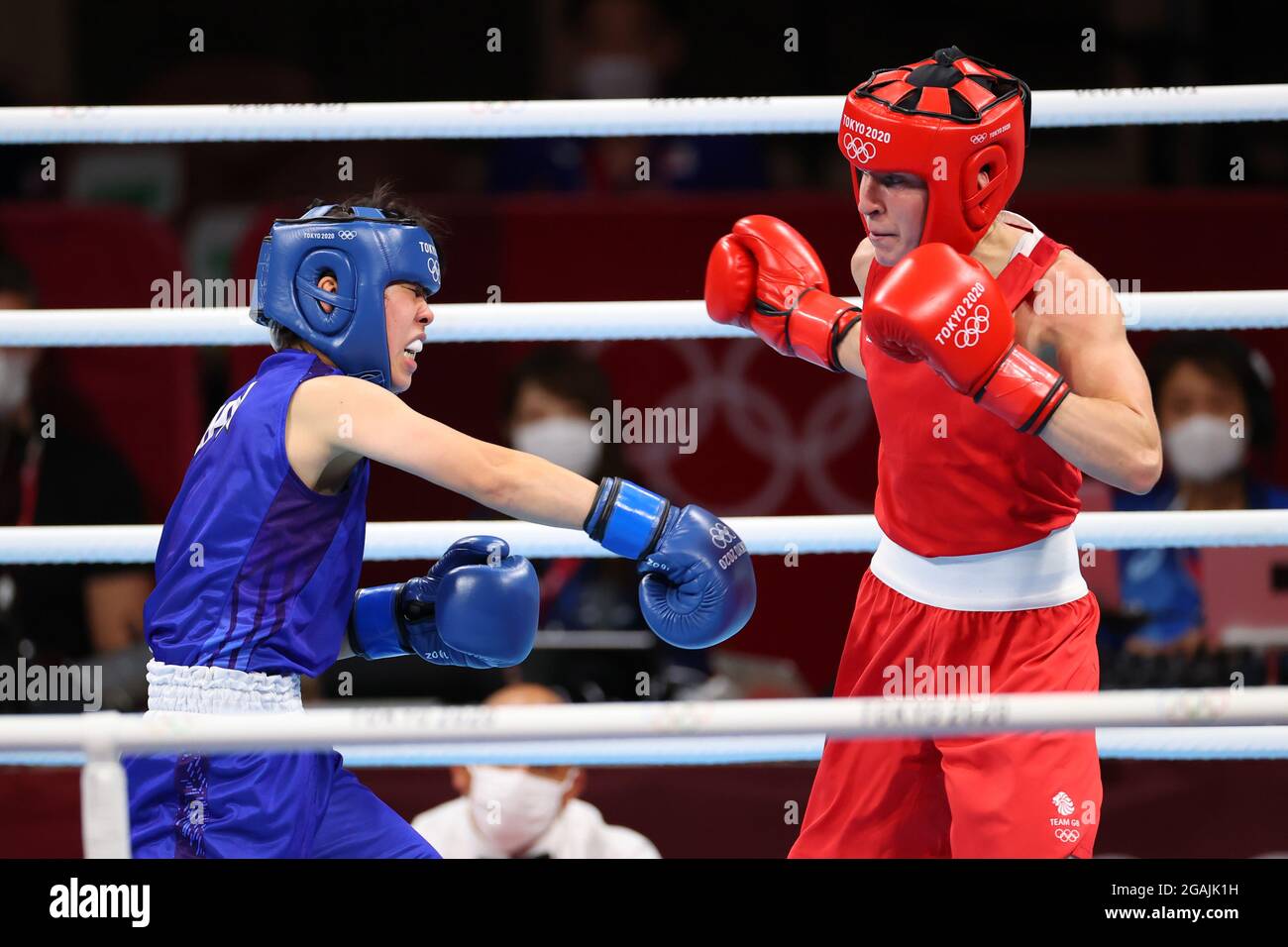 Tokyo, Japan. 31st July, 2021. (L-R) Sena Irie (JPN), Karriss Artingstall (GBR) Boxing : Women's ...