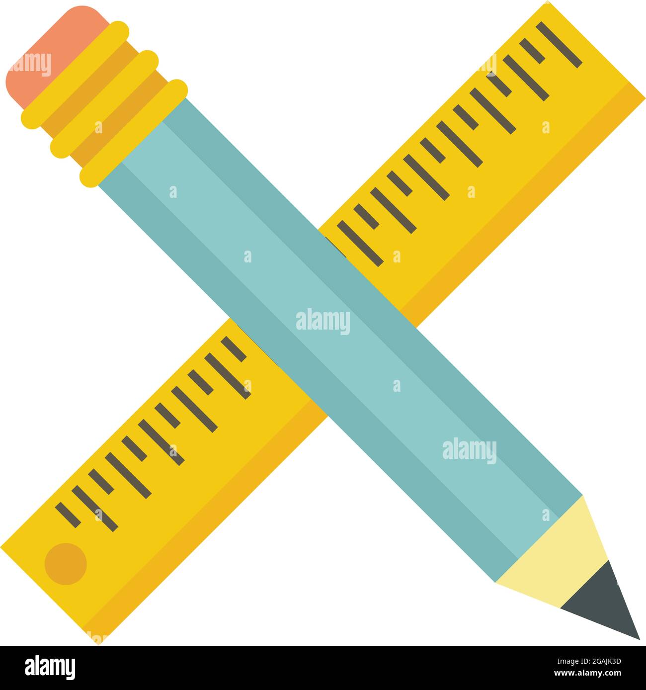 Crossed pencil ruler icon. Flat illustration of crossed pencil ruler ... Crossed pencil ruler icon. Flat illustration of crossed pencil ruler ...