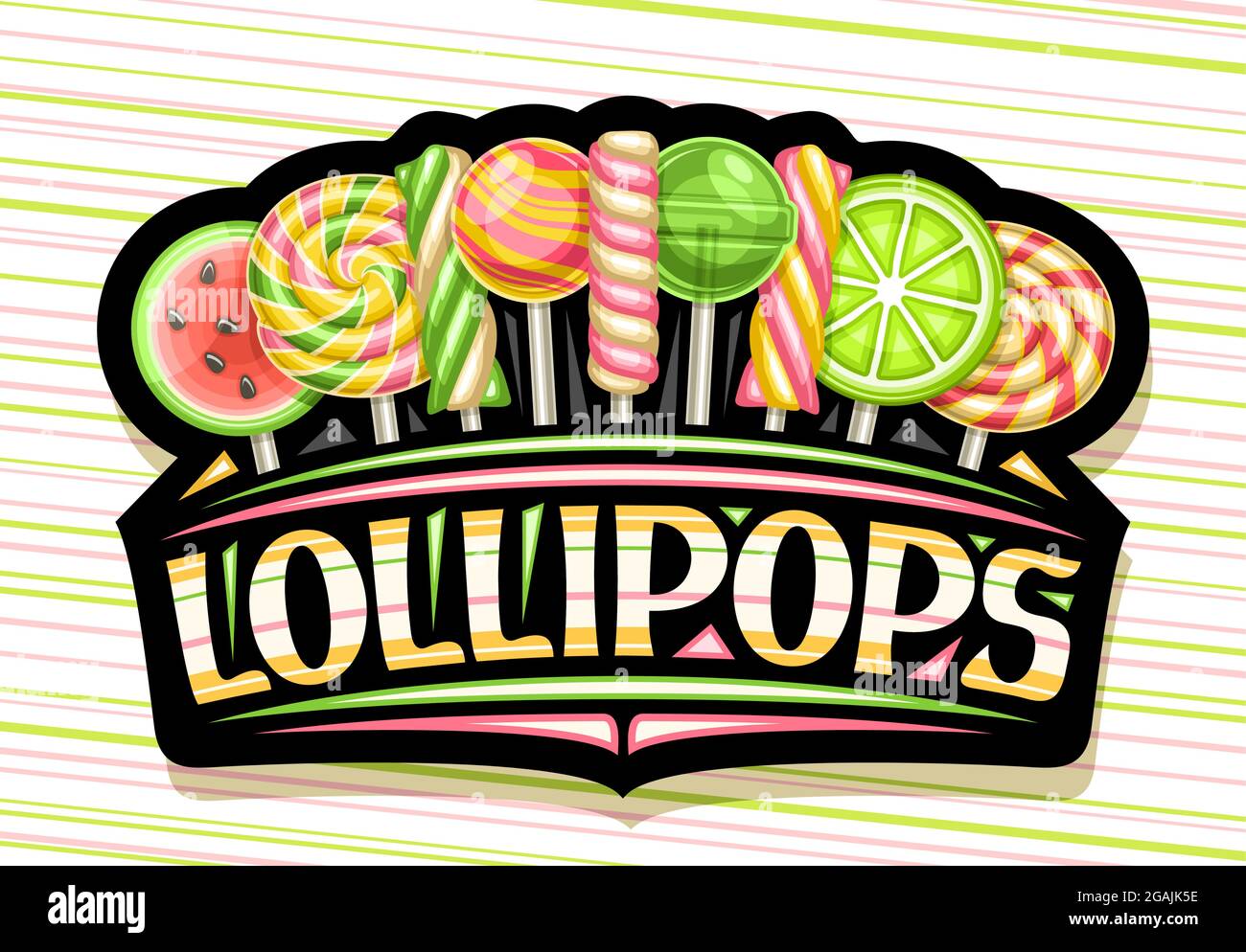 Vector logo for Lollipops, black decorative signboard with various ...