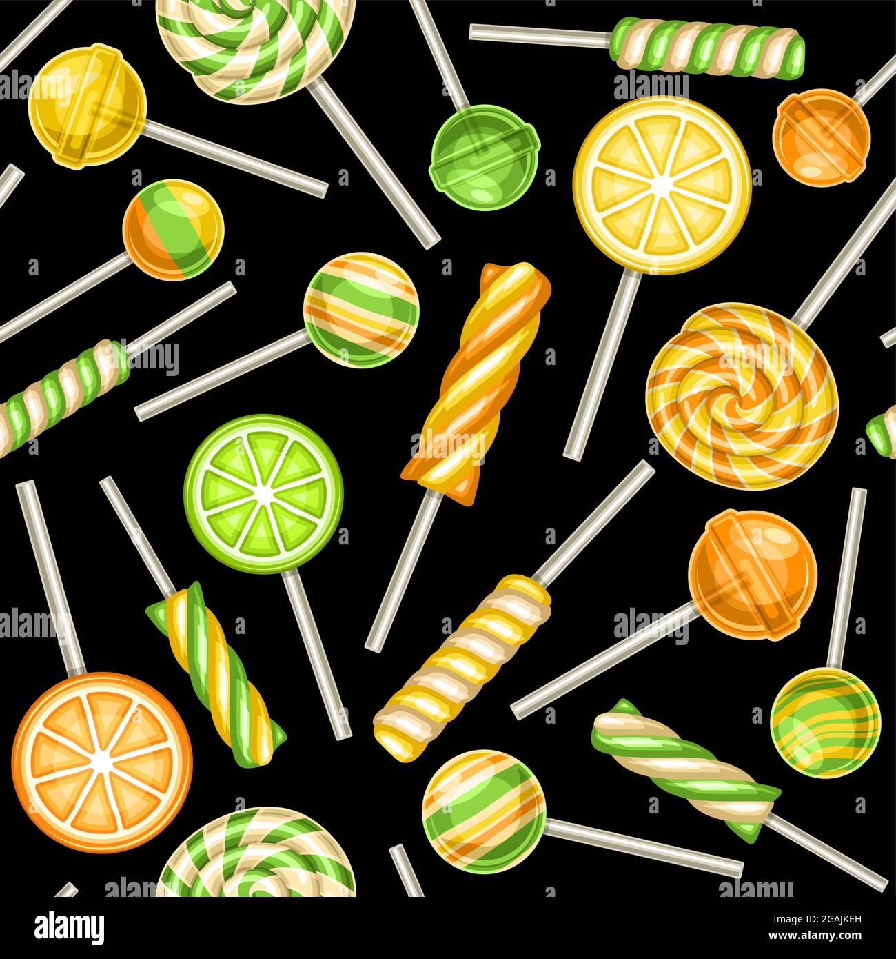 Vector Lollipop Seamless Pattern, square repeating fruit lollipops background for kids textile ...