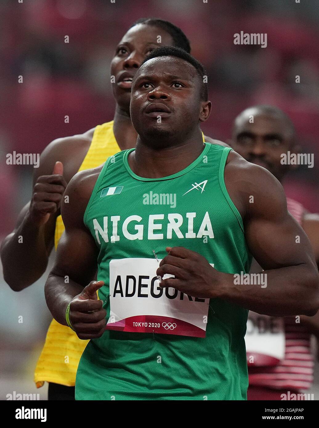 Tokyo, Japan. 31st July, 2021. Enoch Adegoke of Nigeria reacts during ...