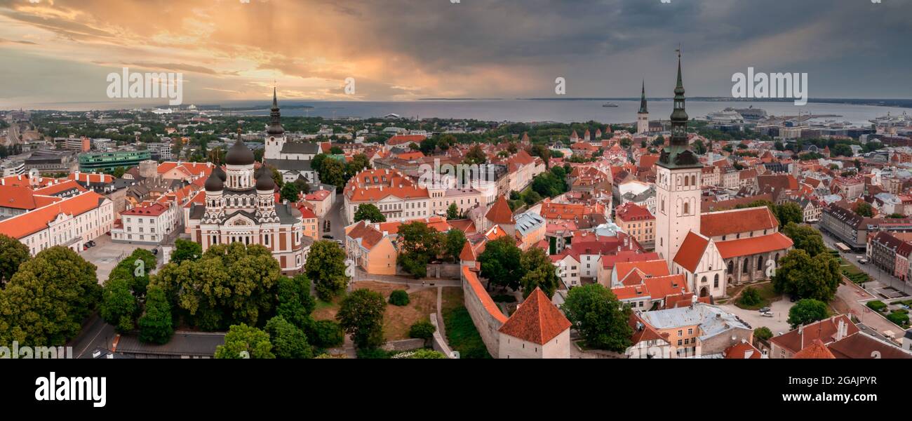 Aerial View of Tallinn Old Town in a beautiful summer day Stock Photo ...