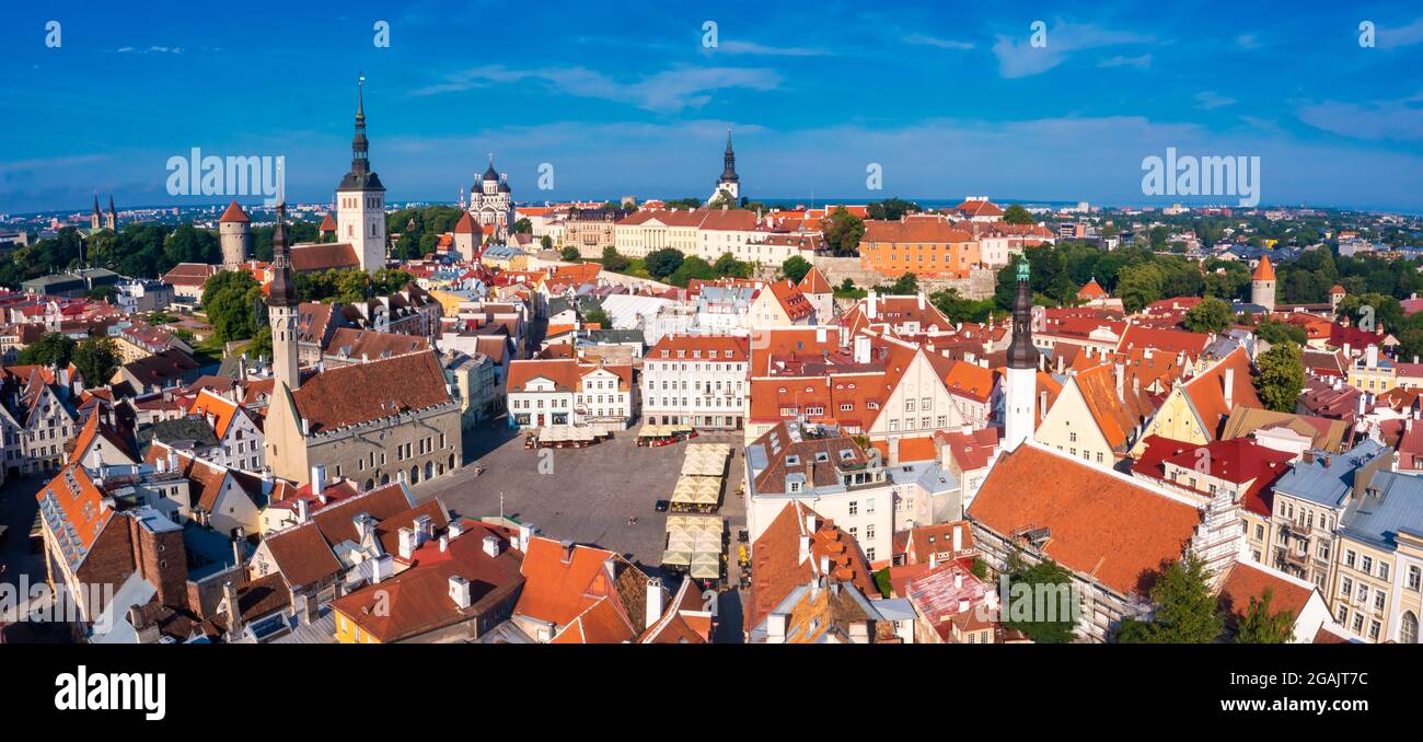 Aerial View of Tallinn Old Town in a beautiful summer day Stock Photo ...