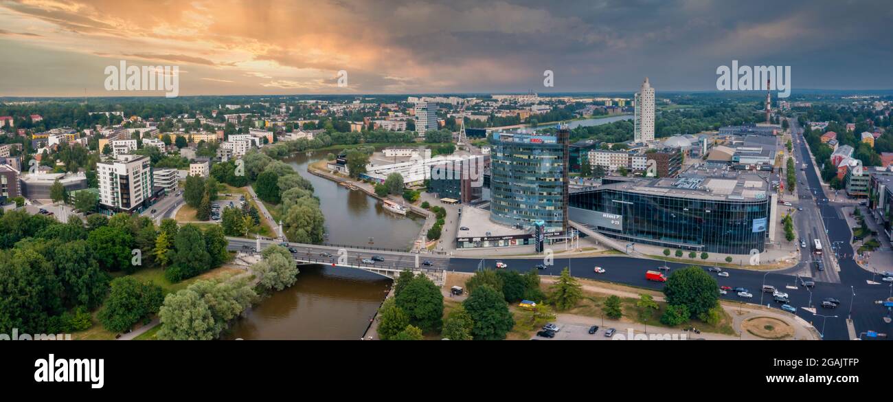 Aerial view of the student city of Tartu. Summer evening view Stock ...