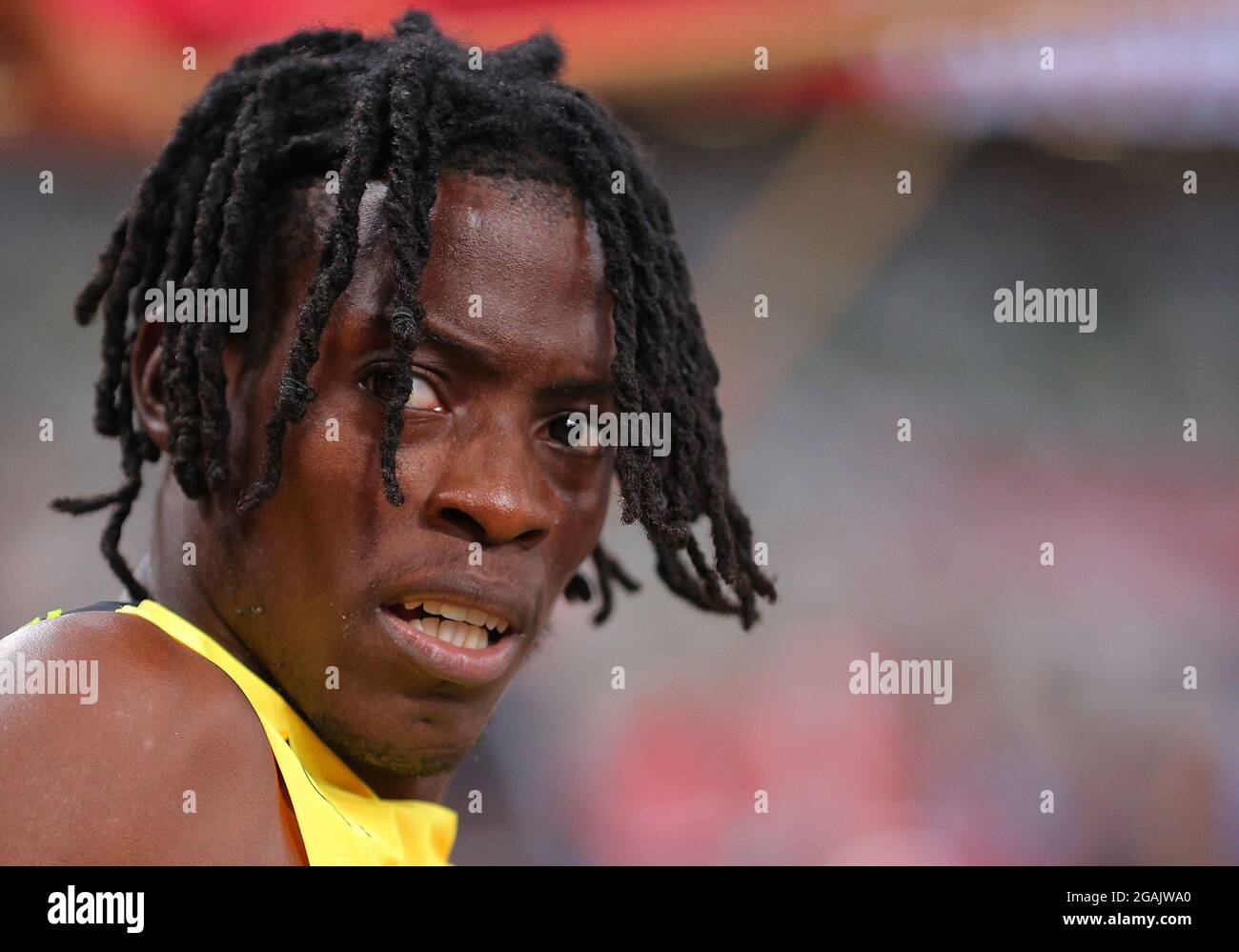 Tokyo, Japan. 31st July, 2021. Tajay Gayle of Jamaica is injured during ...