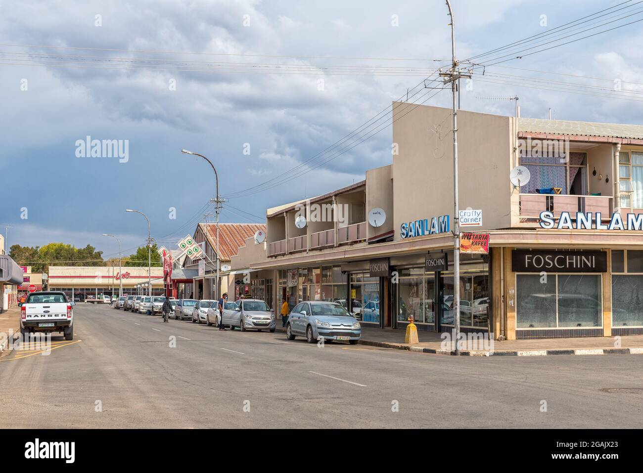 BURGERSDORP, SOUTH AFRICA - APRIL 22, 2021: A street scene, with ...
