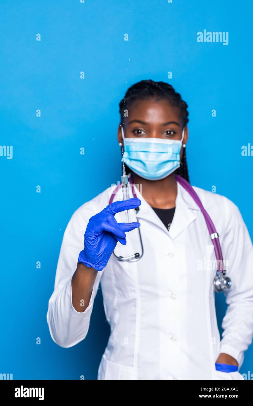 healthcare, vaccination, anesthesia and medical concept - african ...