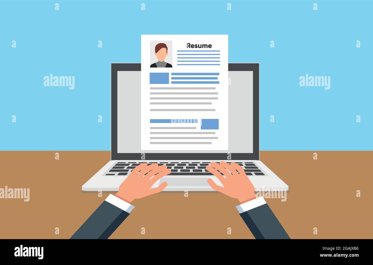 Applying Resume Cv Template With Photo And Details Stock Vector Image ...