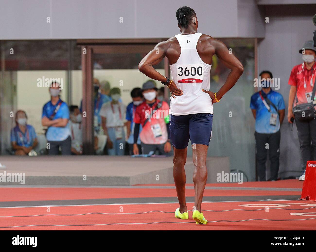 Tokyo, Japan. 31st July, 2021. Fabrice Dabla of Togo reacts after being ...