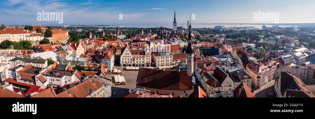 Aerial View of Tallinn Old Town in a beautiful summer day Stock Photo ...