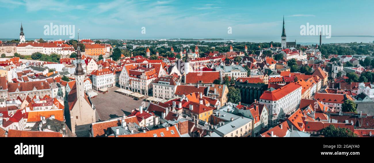 Aerial View of Tallinn Old Town in a beautiful summer day Stock Photo ...