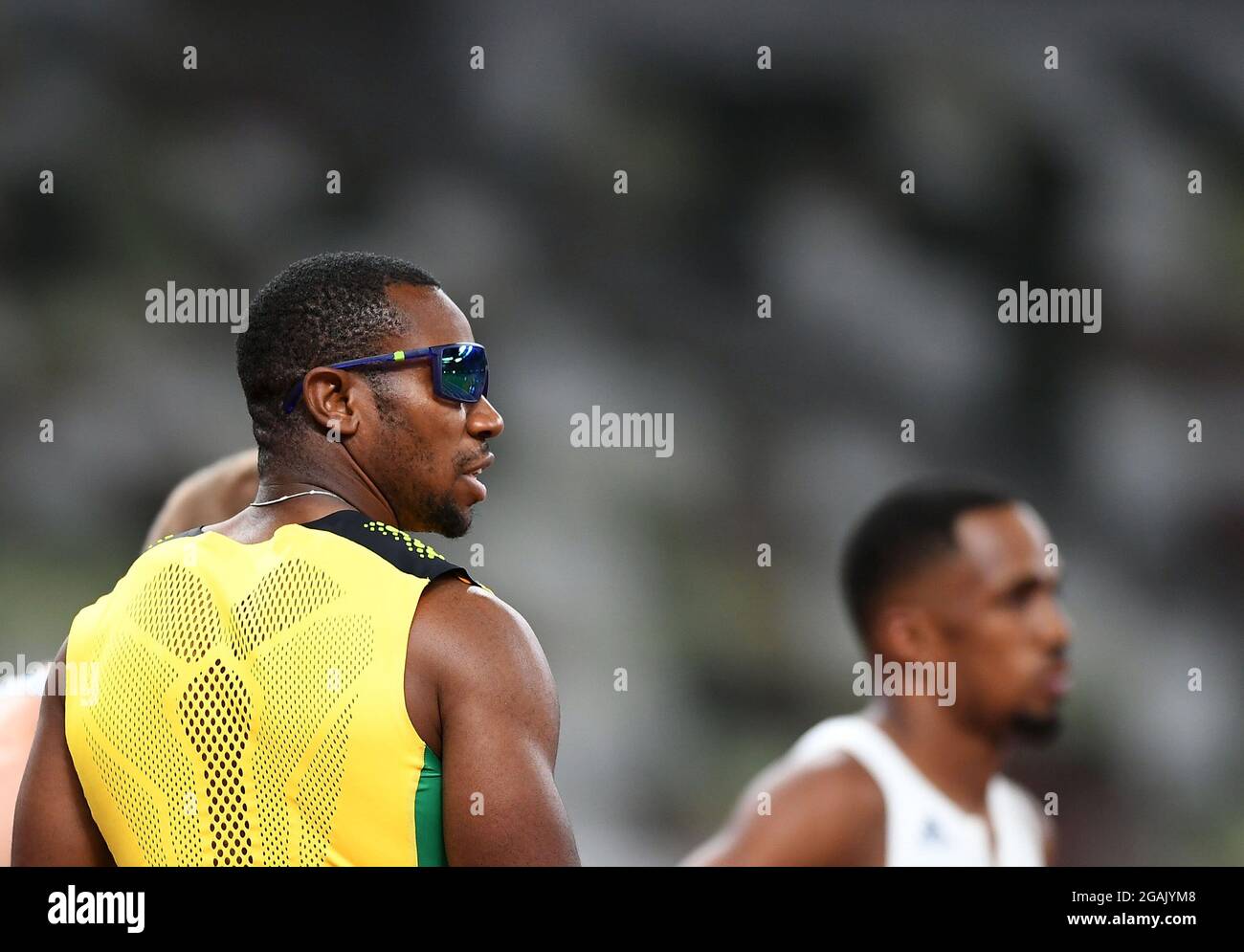 Tokyo, Japan. 31st July, 2021. Yohan Blake of Jamaica reacts during the ...