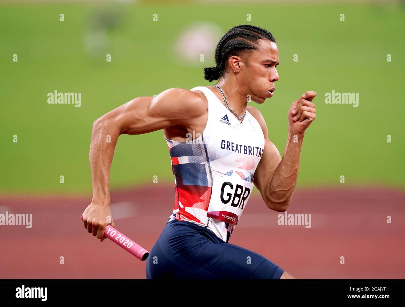 Great Britain's Niclas Baker during the first leg of the 4 x 400m Relay ...
