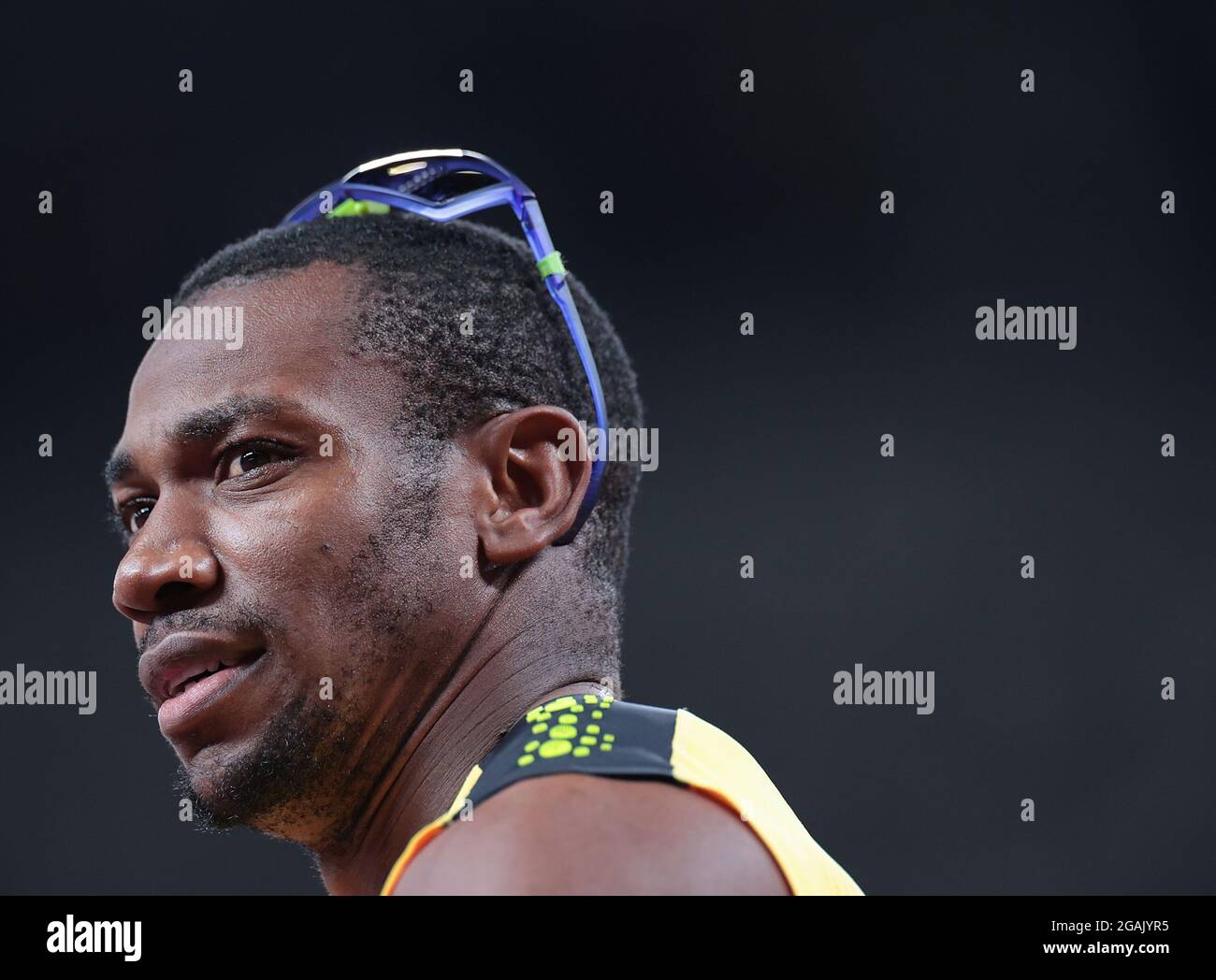 Tokyo, Japan. 31st July, 2021. Yohan Blake of Jamaica reacts during the ...