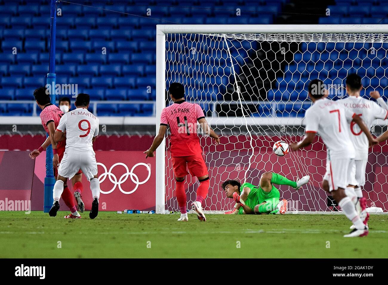 YOKOHAMA, JAPAN - JULY 31: Henry Martin of Mexico just scored his sides ...