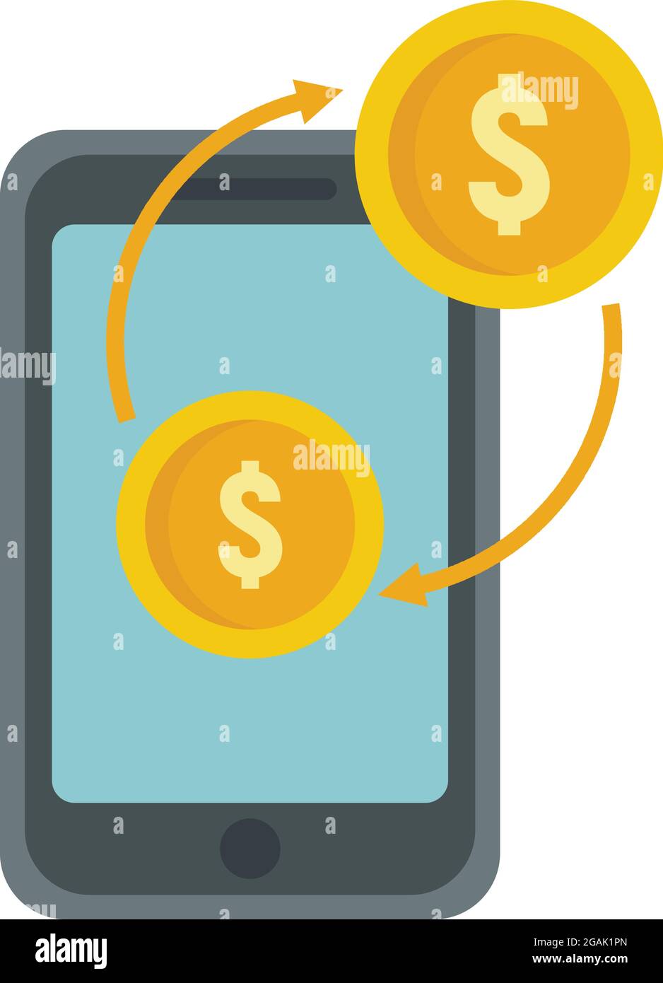 Smartphone money transfer icon. Flat illustration of smartphone money ...