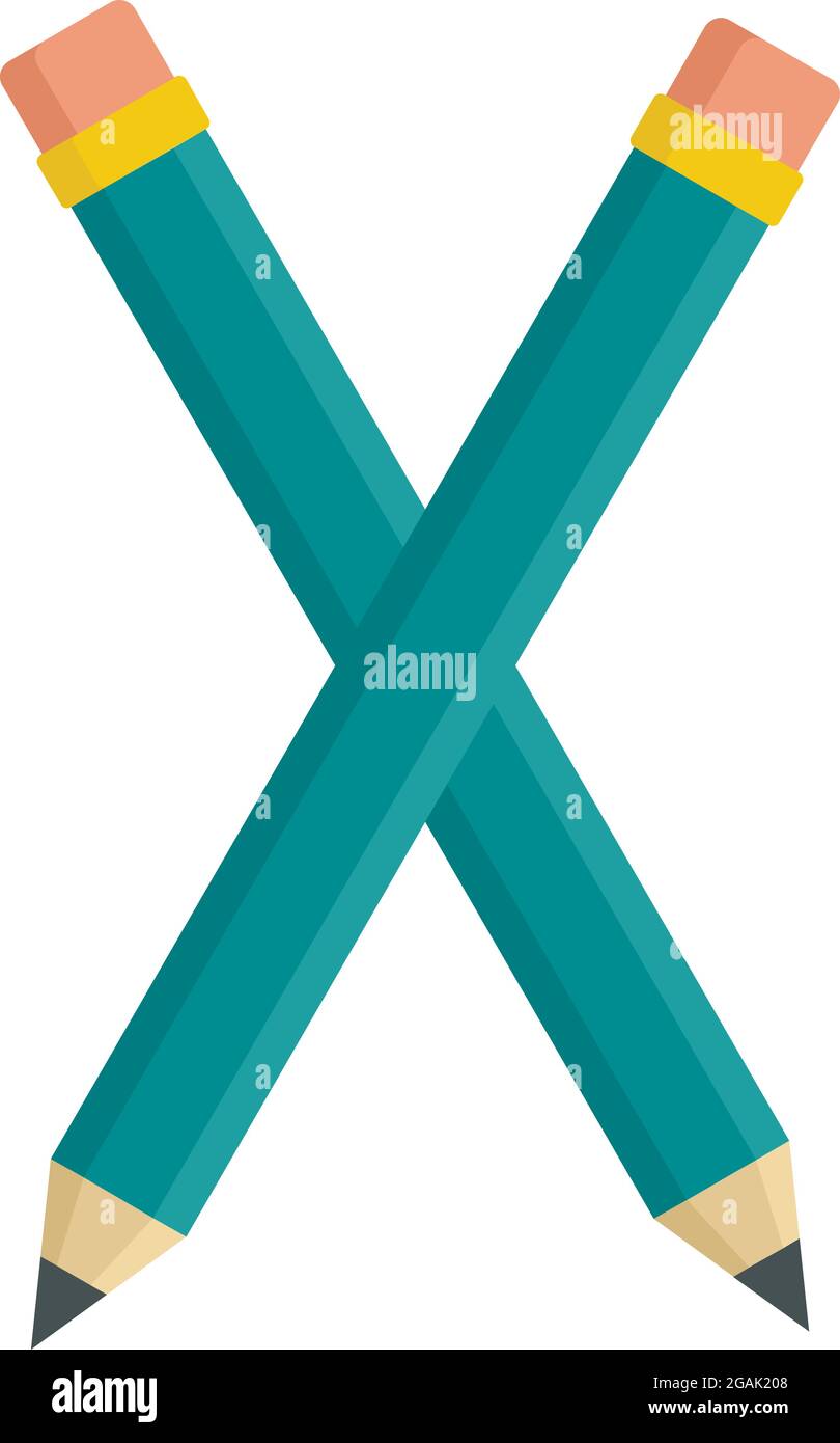 Crossed pencil icon. Flat illustration of crossed pencil vector icon ...