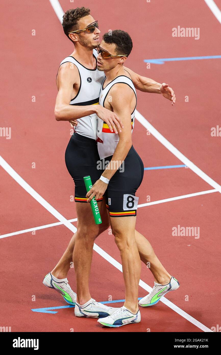 Belgian Dylan Borlee and Belgian Kevin Borlee pictured after the final ...