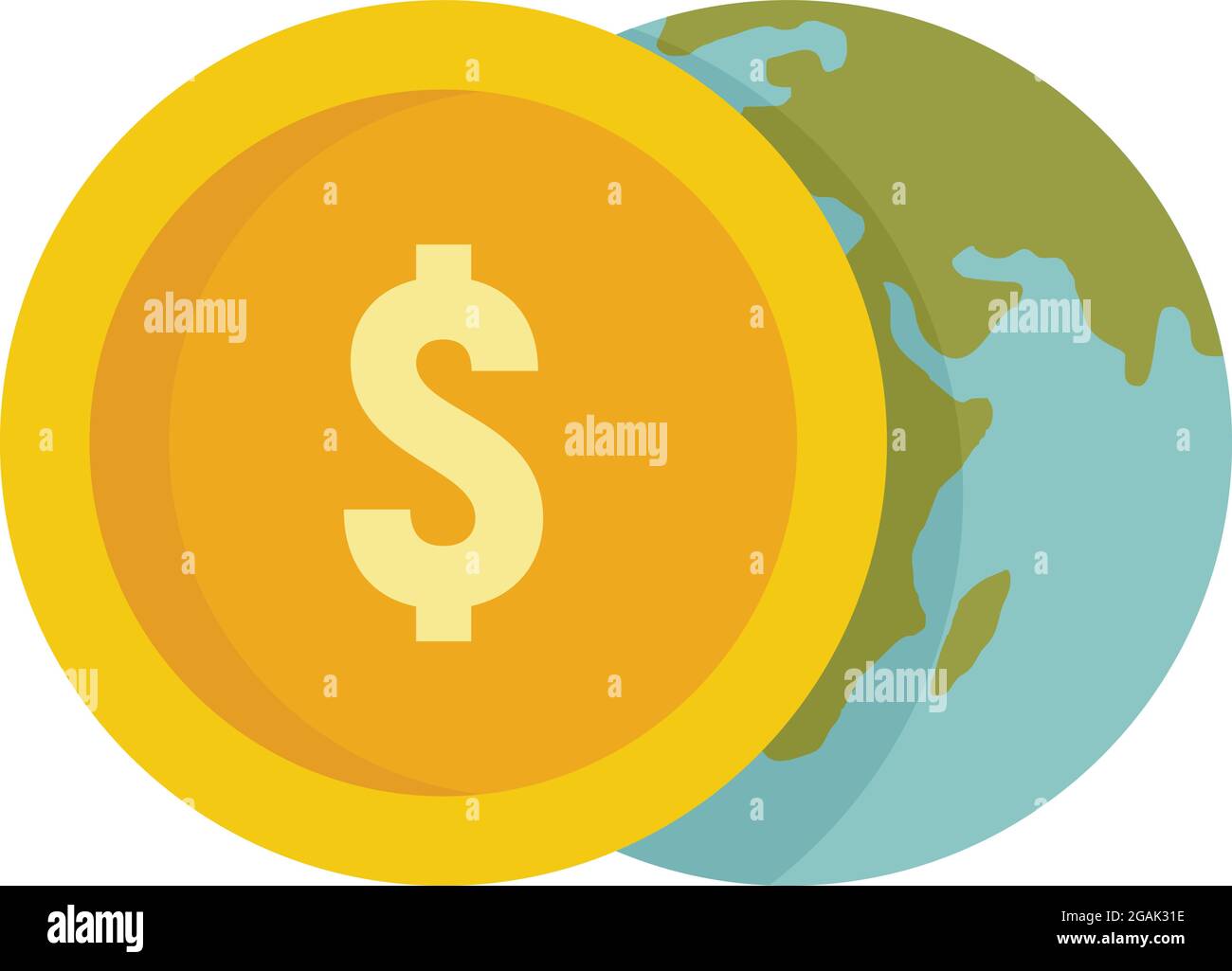 Global dollar transfer icon. Flat illustration of global dollar ...