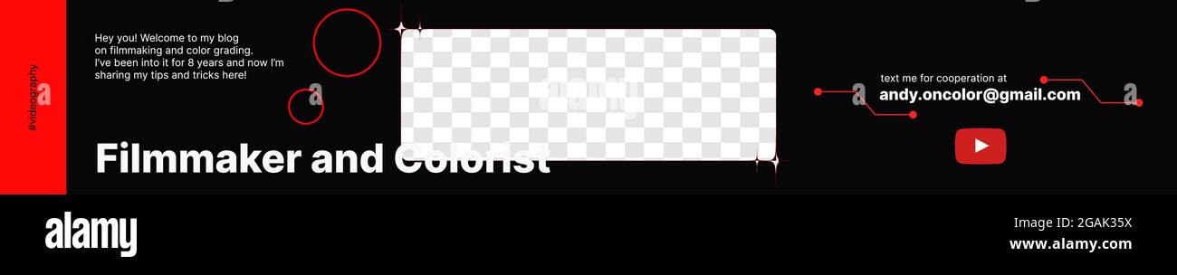 Black and Red Header For Filmmaker and Colorist Channel on Video ...