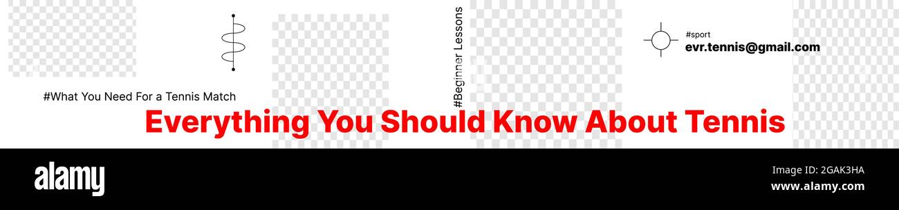 Horizontal White Header Template for your Channel about Tennis with red ...