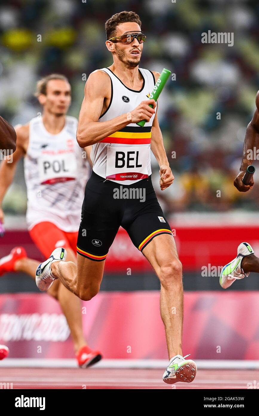 Belgian Dylan Borlee pictured in action during the final of the 4x400m ...
