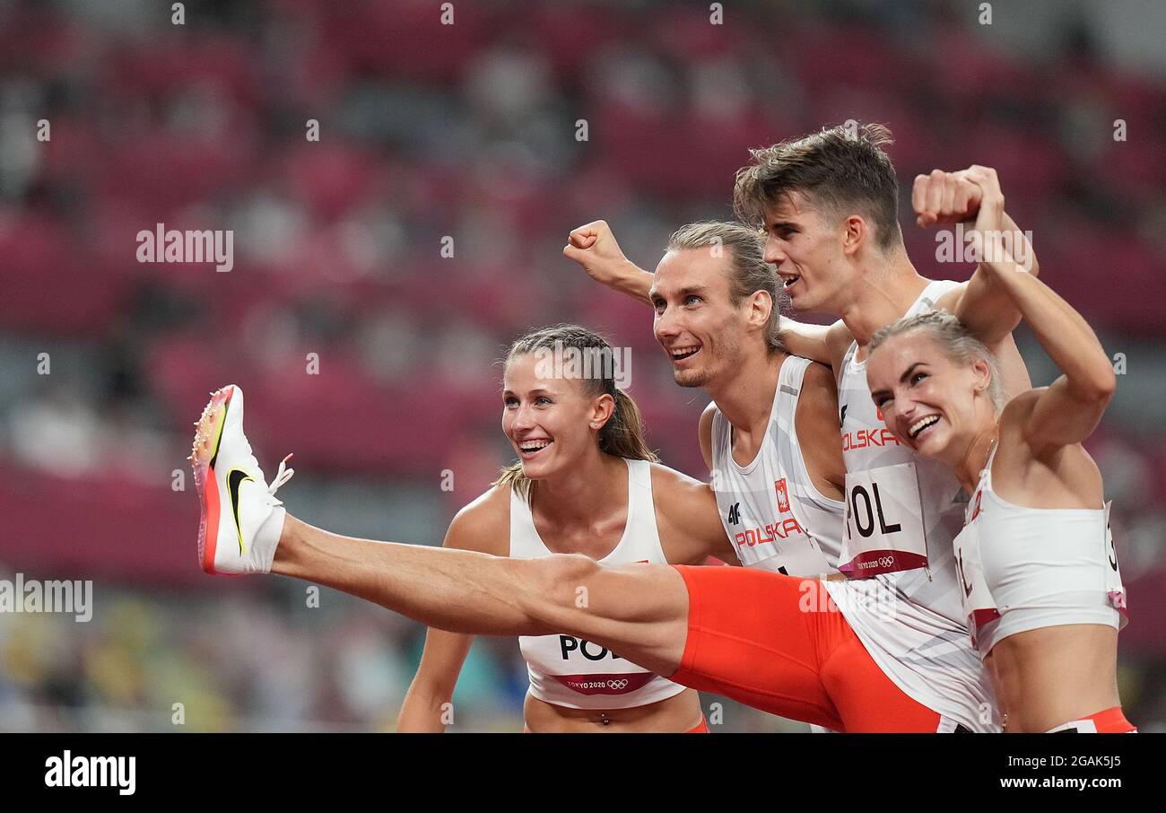Tokyo, Japan. 31st July, 2021. Members of Team Poland celebrate after ...