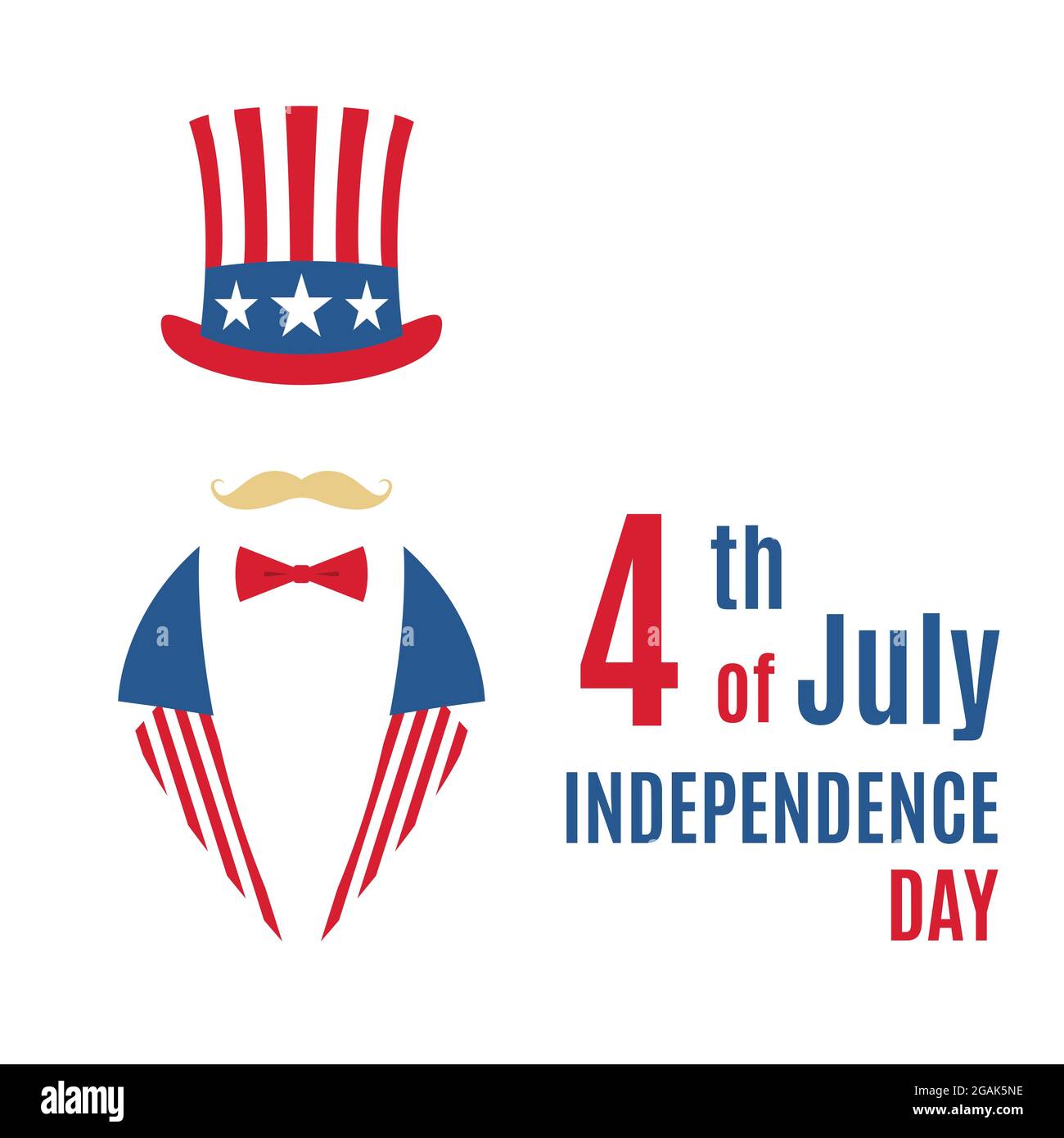 Greeting card with minimalist Uncle Sam portrait. Happy Independence ...