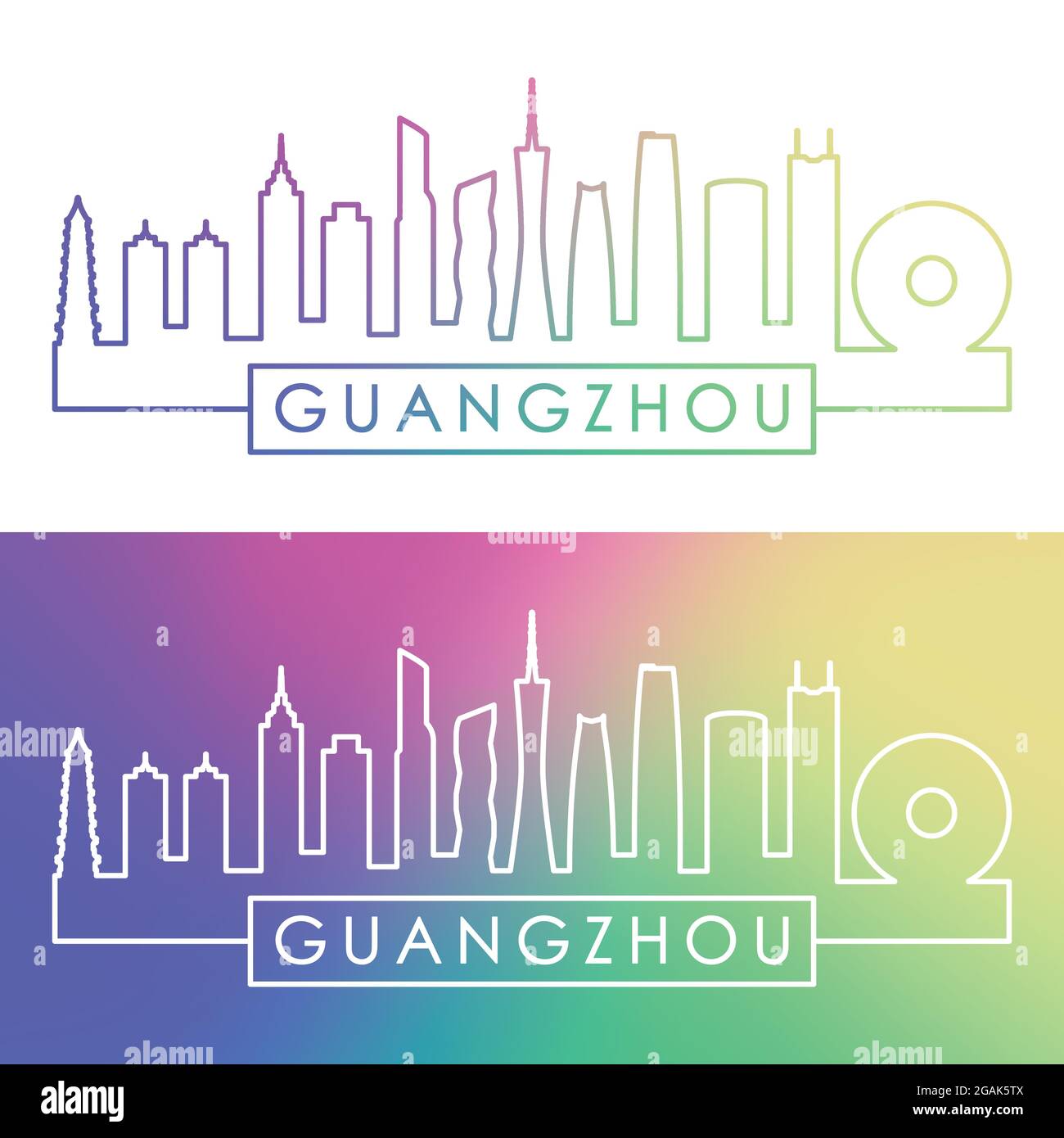 Guangzhou skyline. Colorful linear style. Editable vector file Stock ...